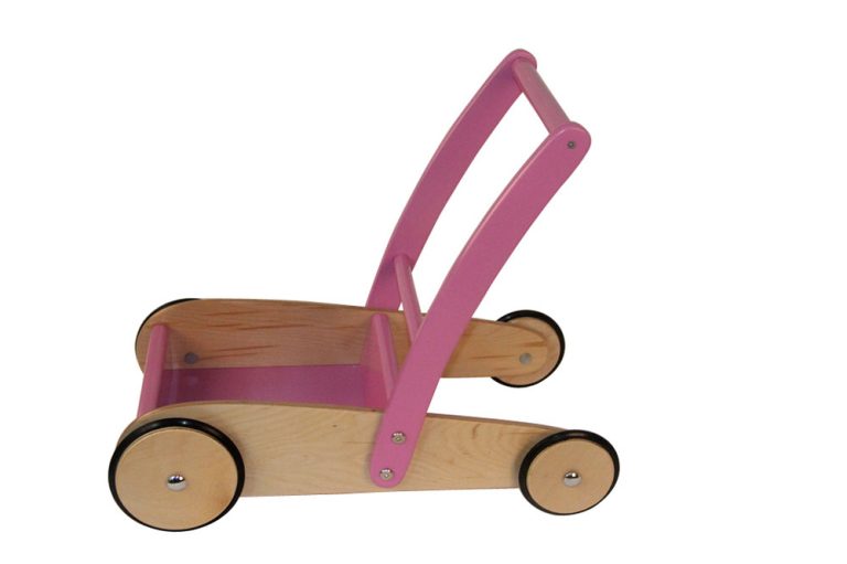 Wooden dolls pram push along walker