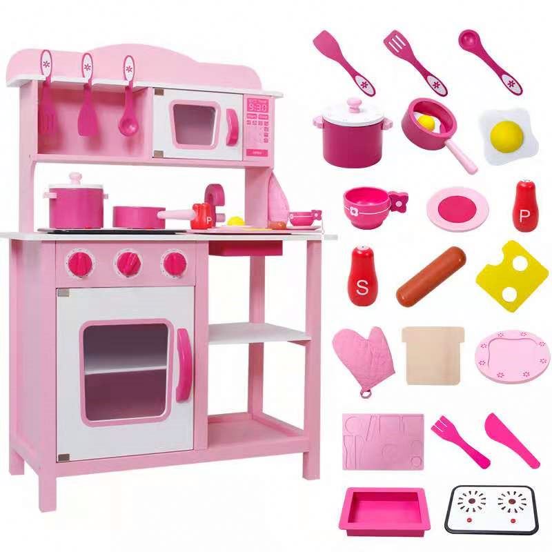 Wooden pretend play toy kitchen for kids